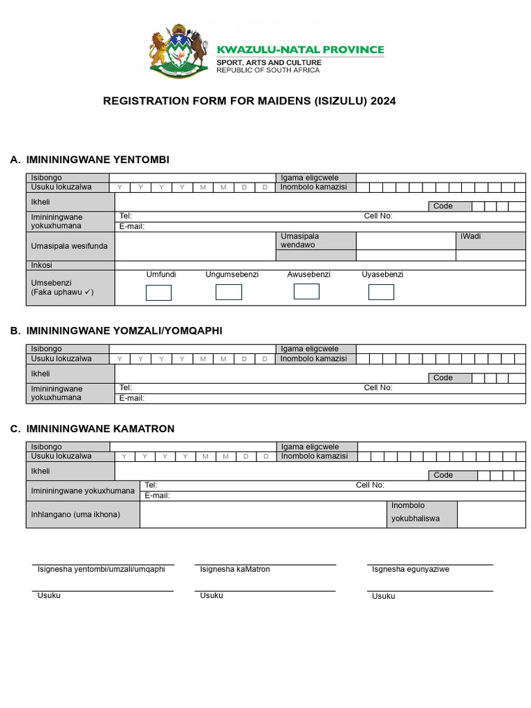 Registration Form For Maidens | PDF