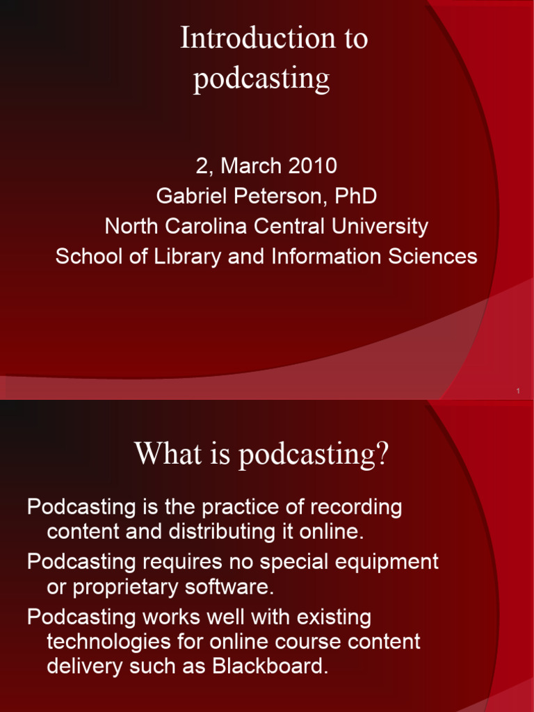 26 PodcastingIntro2Mar2010 | PDF | Microphone | Podcast