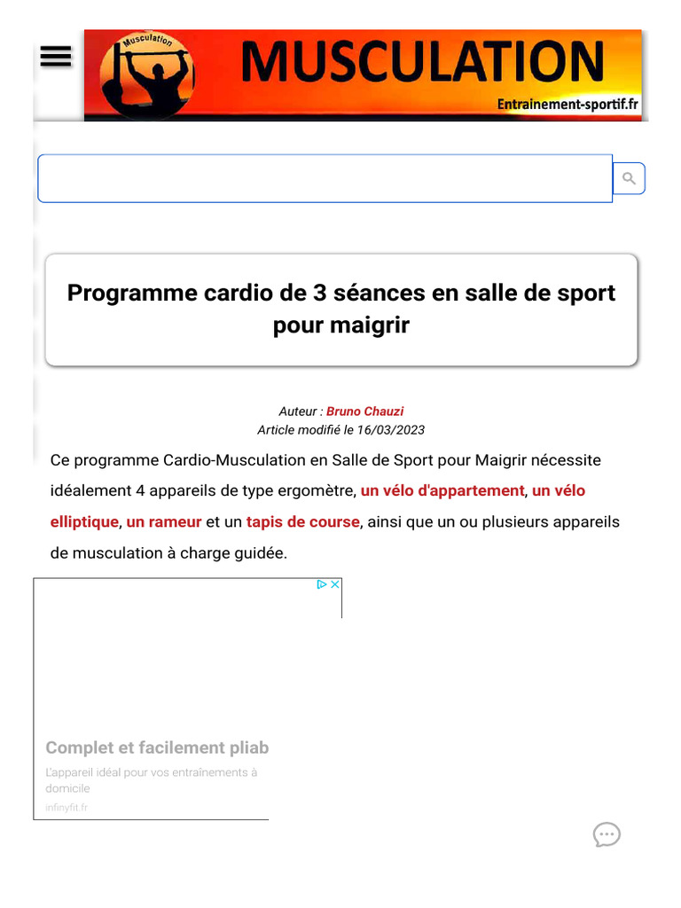 Programme Cardio 3 Séances en Salle de Sport Pour Maigrir | PDF | Musculation | Forme physique