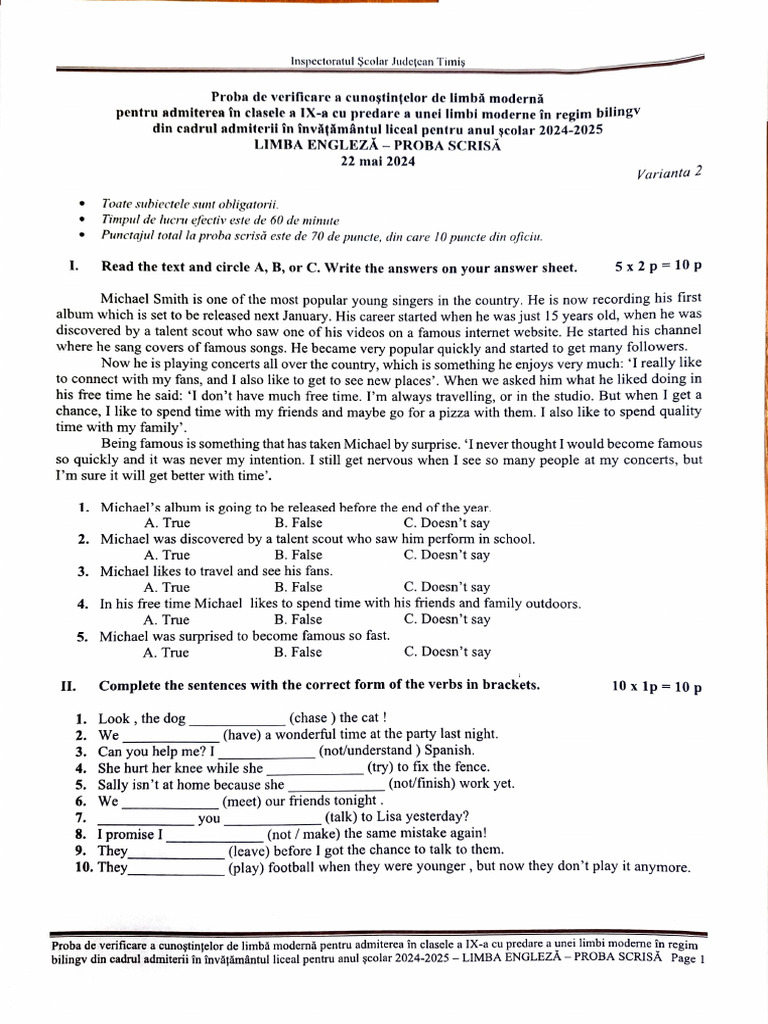 Subiect Bilingv 2024 | PDF