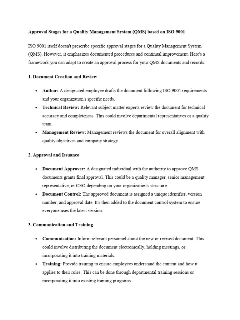 approval stages in QMS | PDF | Quality Management System | Iso 9000