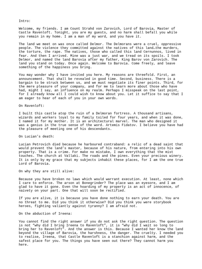 Strahd Dinner Liines | PDF