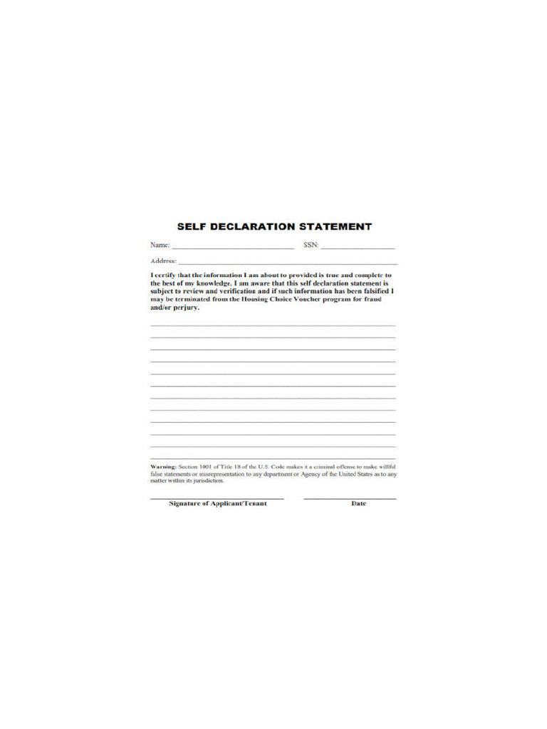 Self Declaration Statement PDF | PDF