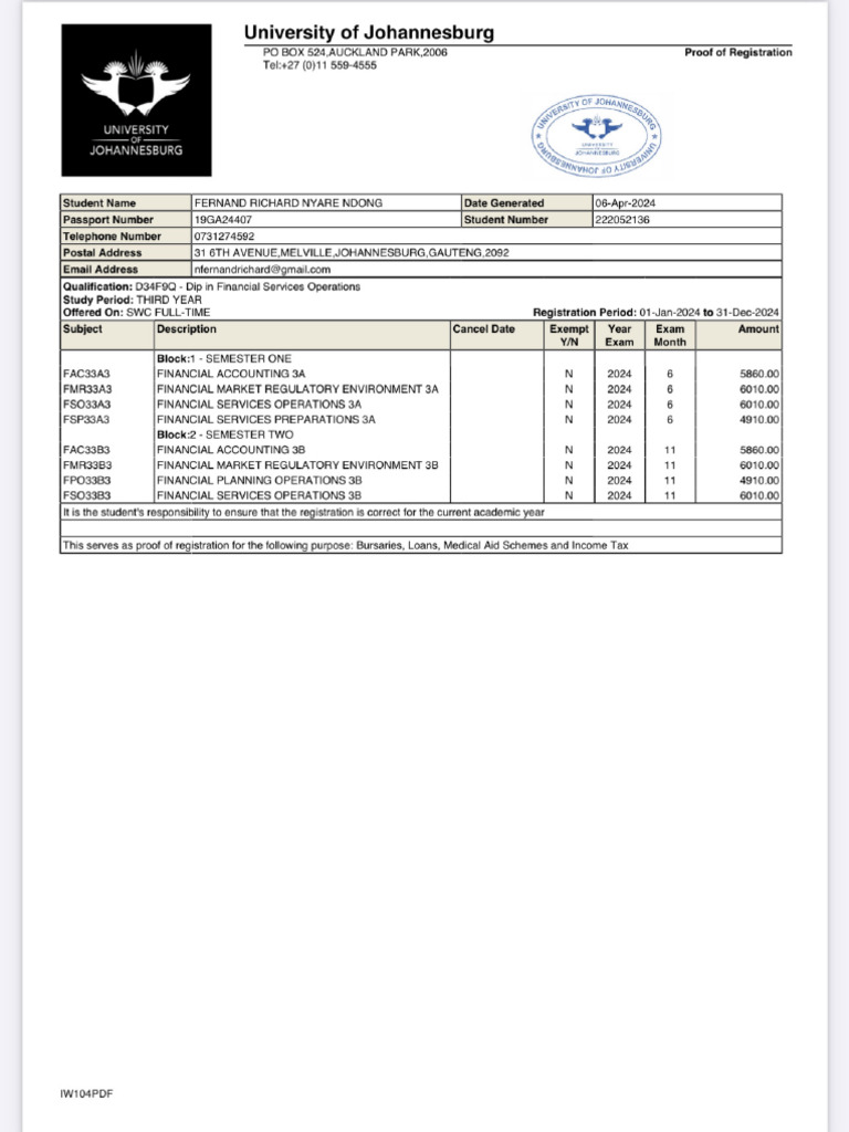 Proof of Registration | PDF