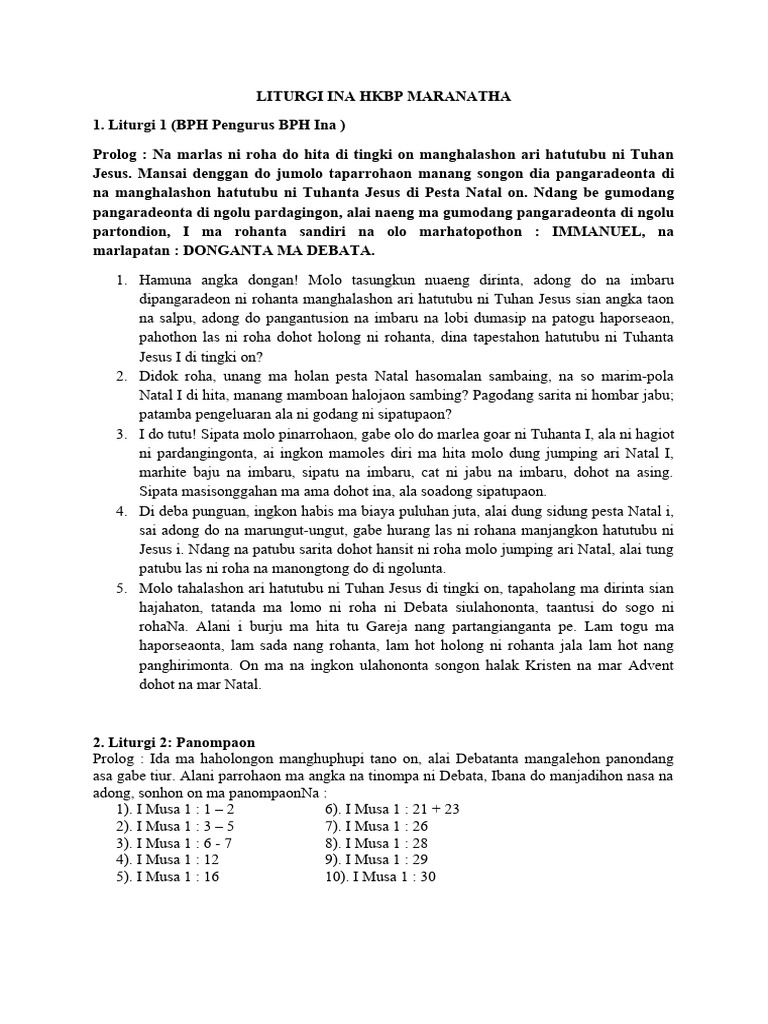 Liturgi Natal Ina MARANATHA | PDF