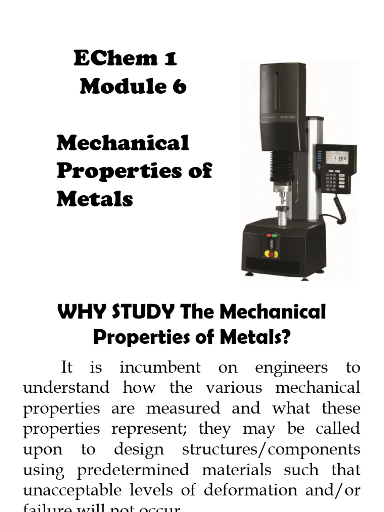 Module 6 Mechanical Properties of Metals | PDF | Deformation ...