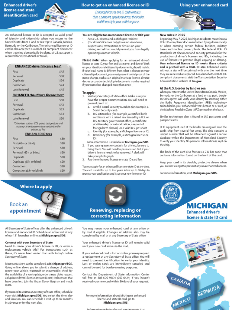 Michigan Enhanced Driver's License Guide | PDF | Identity Document | Driver's License