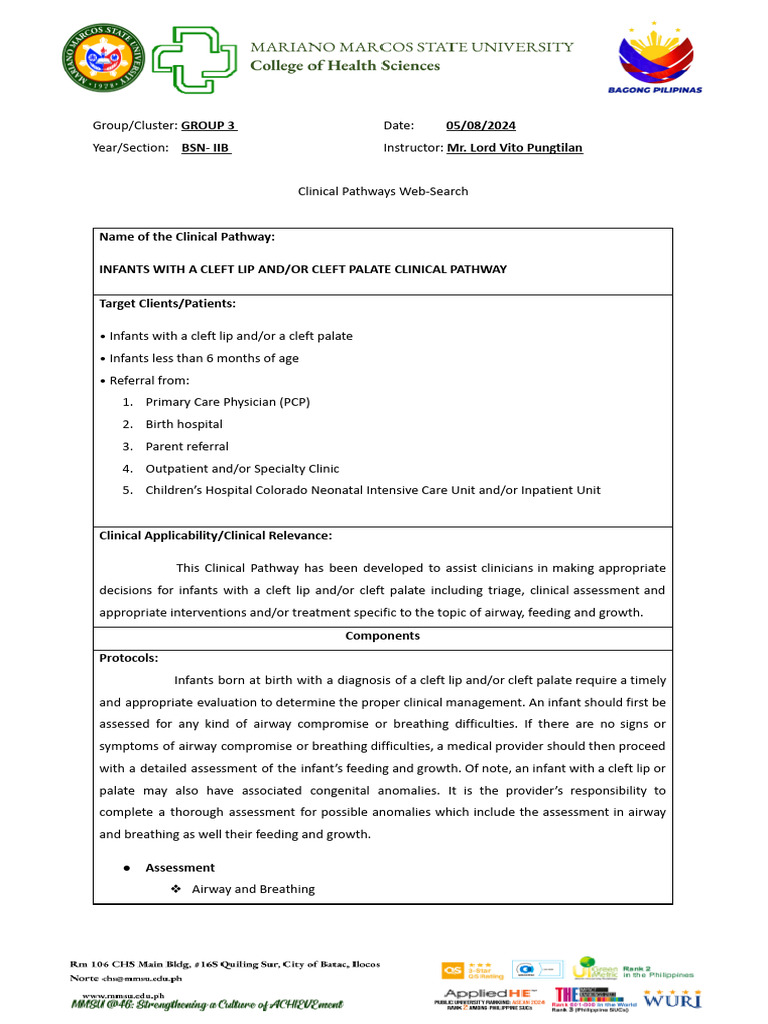 Cleft Lip/Palate Care Pathway for Infants | PDF | Neonatal Intensive ...