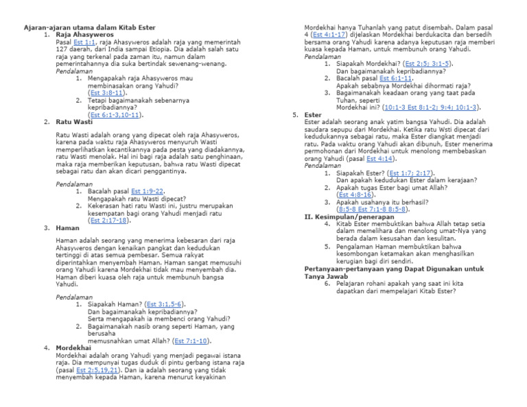 Ajaran Kitab Ester | PDF