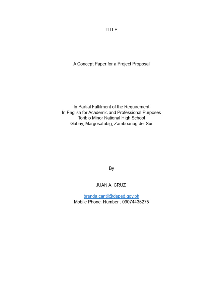 Concept Paper for English Project | PDF | Career & Growth