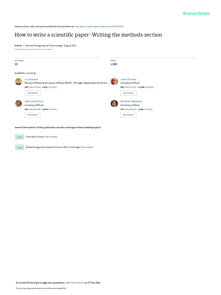 How To Write A Scientific Paper-Writing The Methods Section: Revista ...
