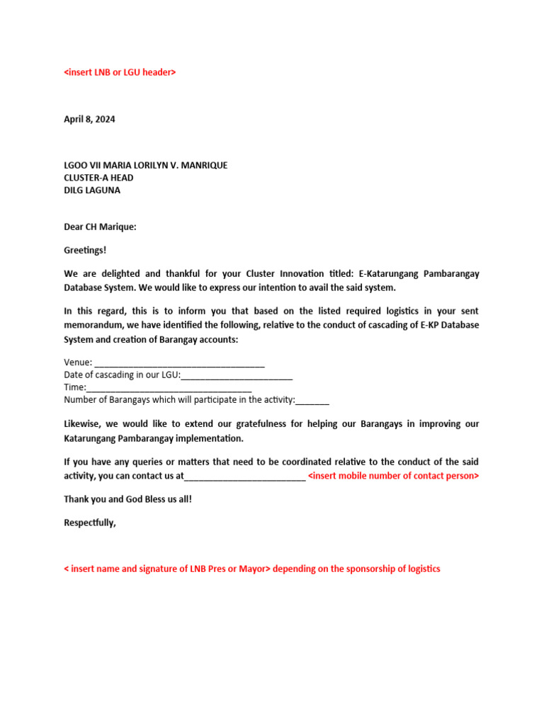 LOI Sample Template | PDF | Business | Computers