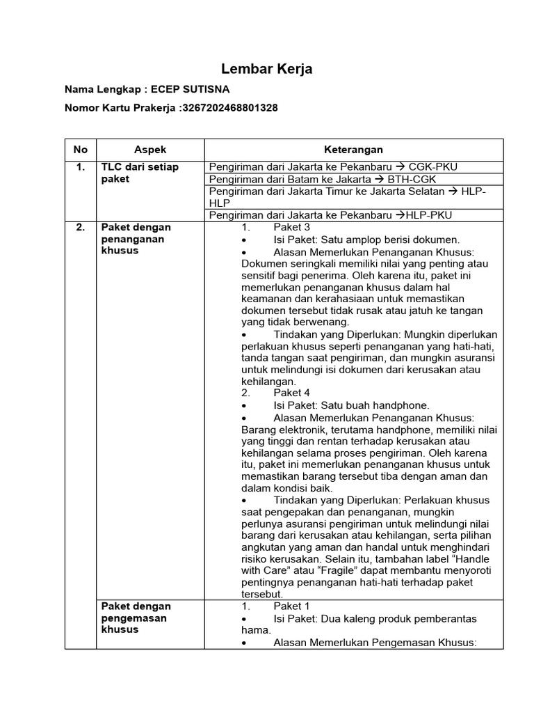 TPM 1 Menentukan Kode Resi, Jenis, Dan Rute - Ecep Sutisna | PDF