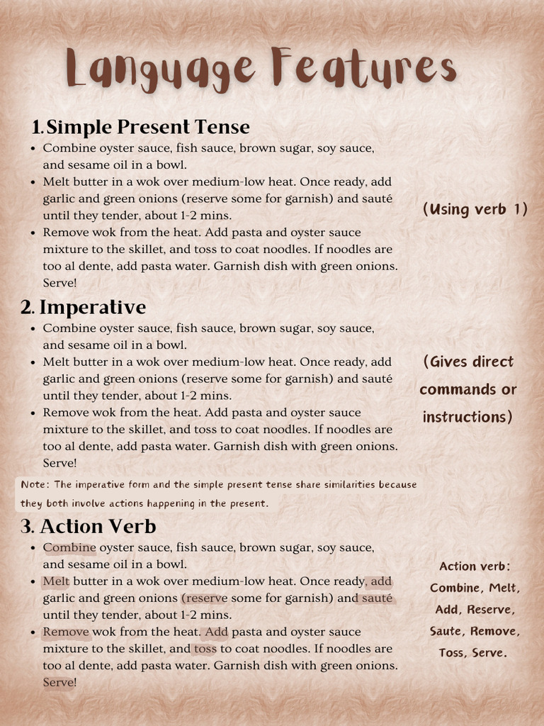 Language Features Garlic Noodles | PDF | Sauce | Scallion