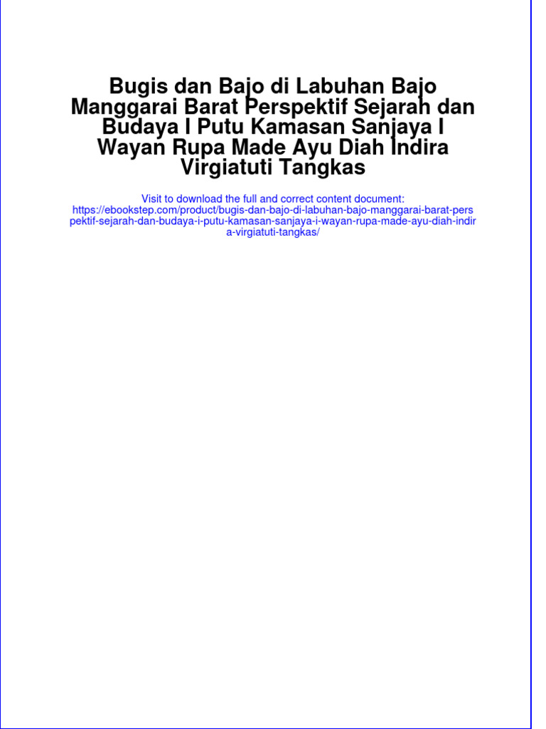 PDF of Bugis Dan Bajo Di Labuhan Bajo Manggarai Barat Perspektif Sejarah Dan Budaya I Putu ...