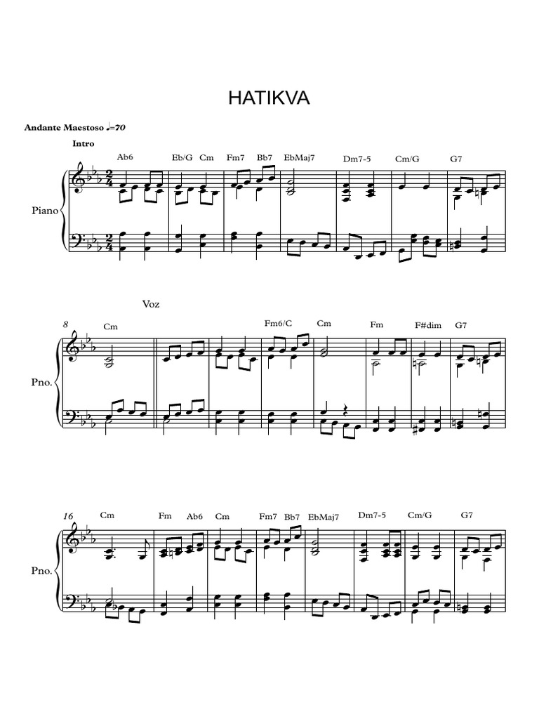 HATIKVA-cifrado - Partitura Completa | PDF