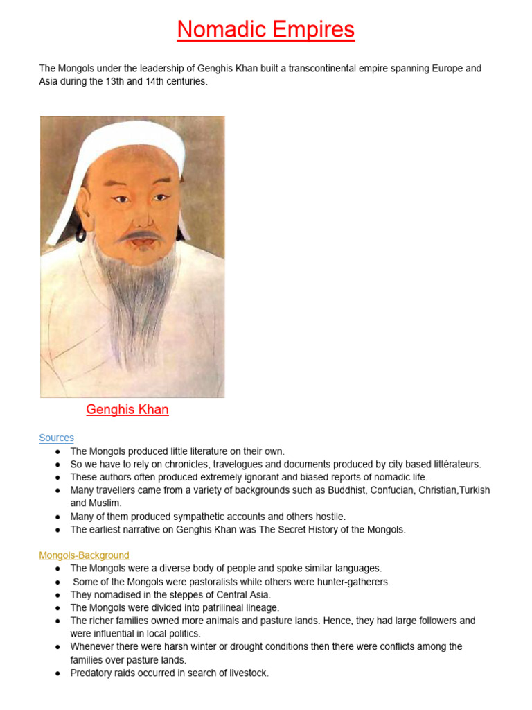 Nomadic Empires | PDF | Genghis Khan | Mongol Empire