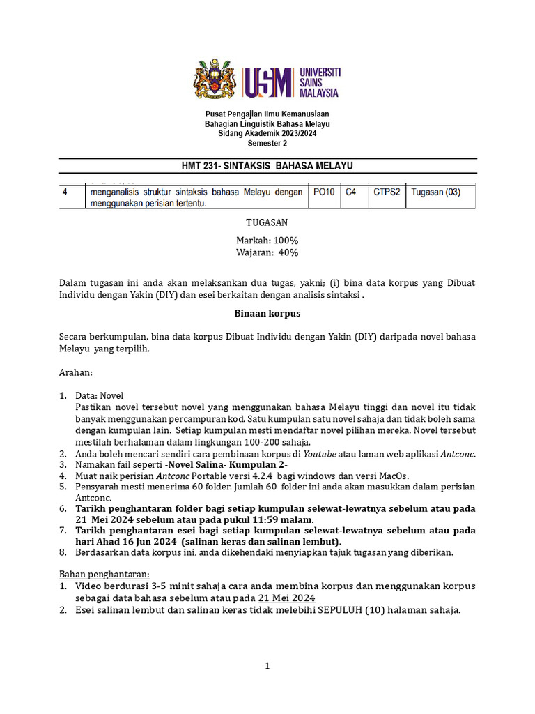 HMT 231- TUGASAN | PDF