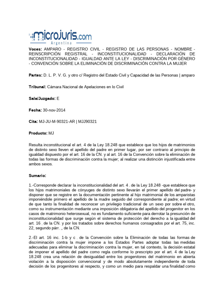 DLP VG C Reg Nac Estado Civ | PDF | Constitución | Convenio europeo de derechos humanos