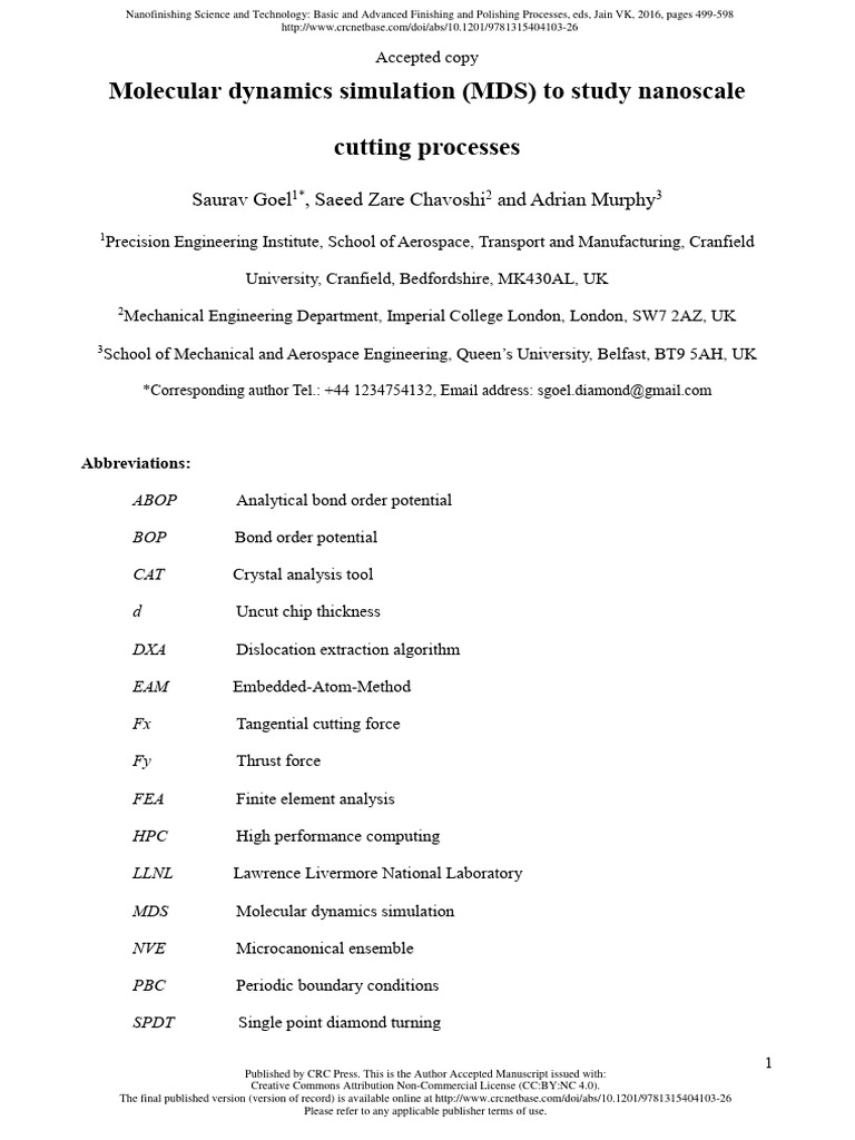 Molecular Dynamics Simulation 2017 Pdf Force Field Chemistry Force