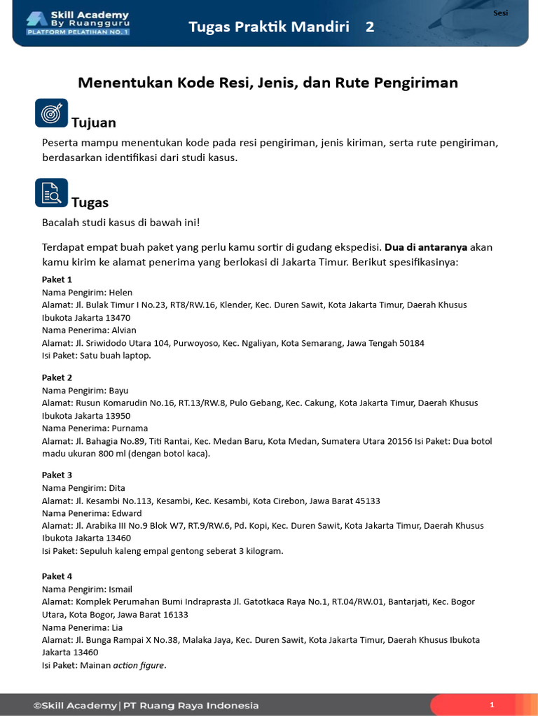 Panduan Sortir & Pengiriman Paket | PDF