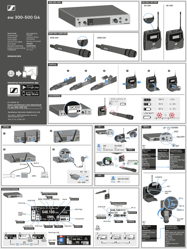 Sennheiser ew 300-500 G4 Quick Guide | PDF | Equalization (Audio) | Electronics