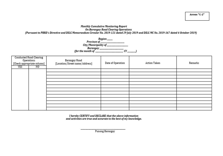 Annex C 2 - Old BaRCO Template Annex A of Advisory On BaRCO | PDF