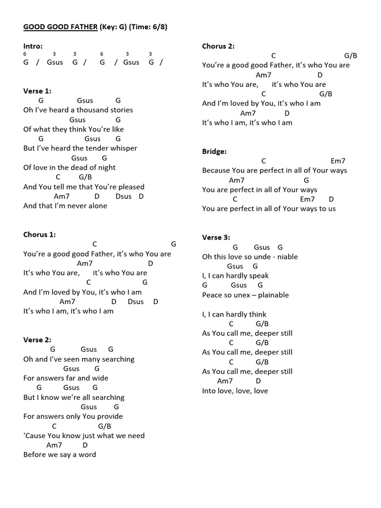 Good Good Father | PDF | Songs | Pop Songs