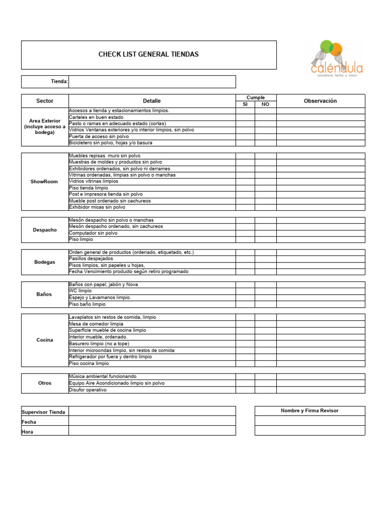 Check List Genera Tiendas | PDF | Inicio