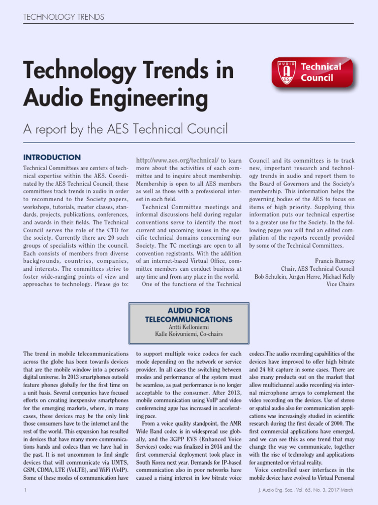 AES Tech Trends Report2017 | PDF | Codec | Loudspeaker