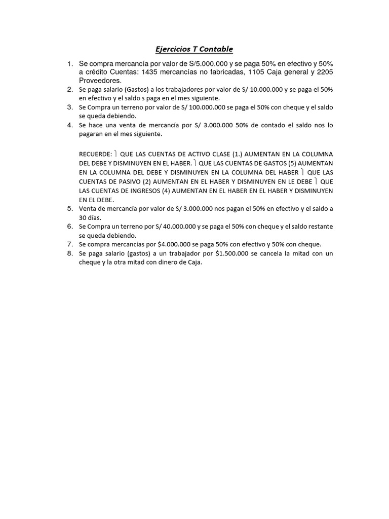 Ejercicios T Contable | PDF