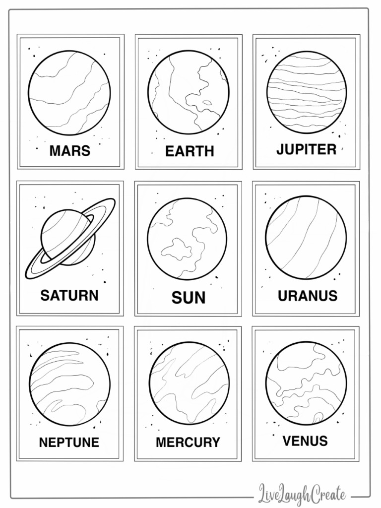 Planets in The Solar System Flash Cards To Color | PDF