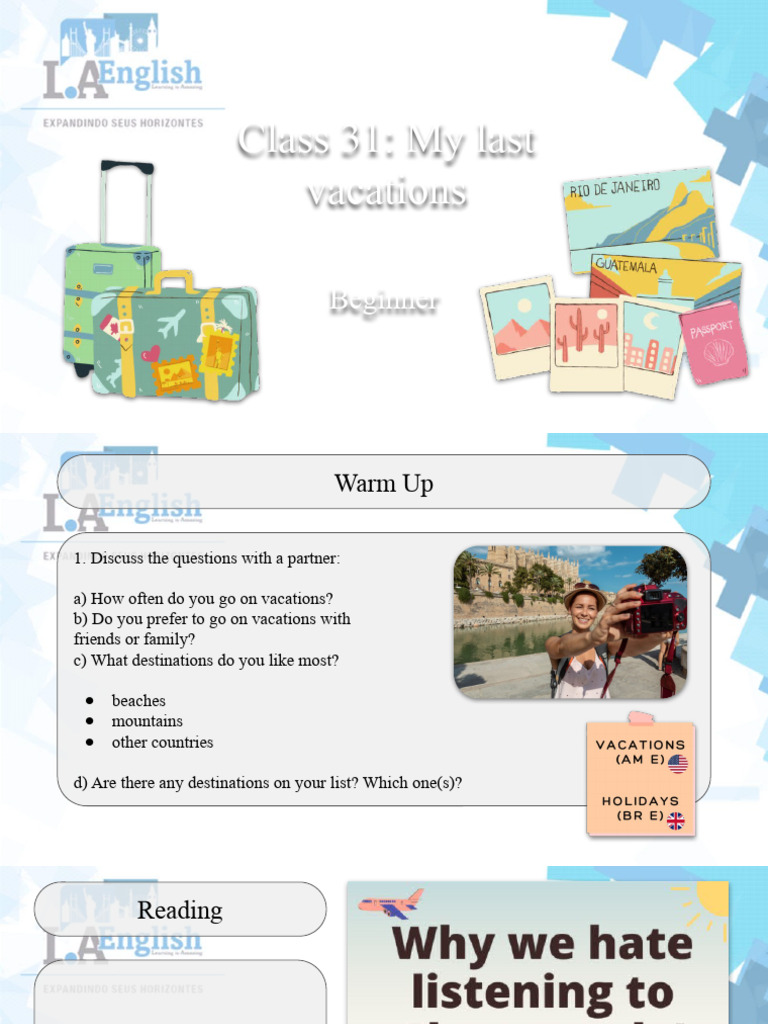 Cópia de Beginner - Class 31 - My Last Vacations | PDF | Linguistics