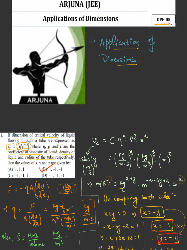 Introduction of Physical Units and Dimensions - DPP 05 Solution Notes | PDF
