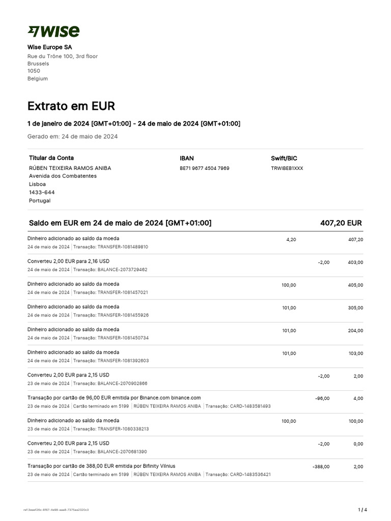 Extrato de Conta Wise: Rúben Aniba | PDF | Mercados financeiros | Setor ...