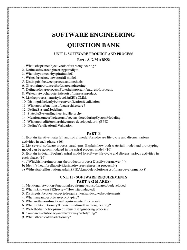 Software Engineering Question Bank | PDF | Software Testing | Software ...
