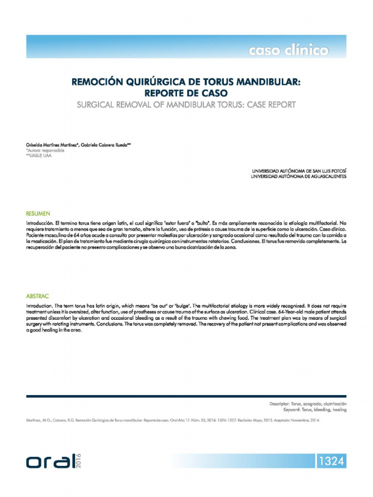 Remoción Quirúrgica de Torus Mandibular | PDF | Boca