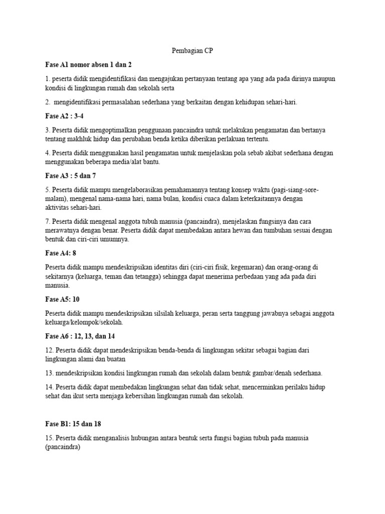 Pembagian CP A1 | PDF | Sains & Matematika