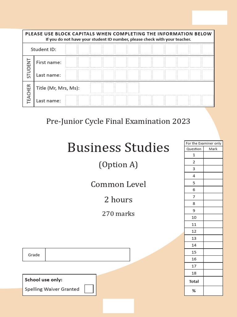 Business Studies Exam Paper 2023 | PDF | Cost Of Living | Economies