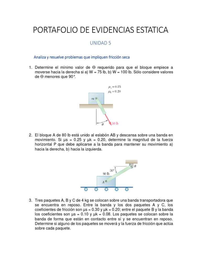 Actividad Integradora 5 Estatica | PDF | Fricción | Mecánica