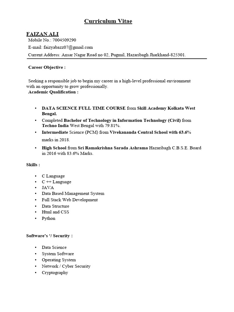 Faizan Ali CV | PDF | Virtual Private Network | Computer Network