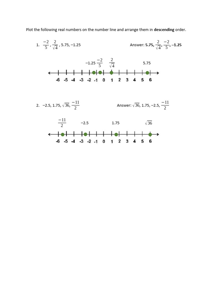 Arranging Real Numbers Sample | PDF