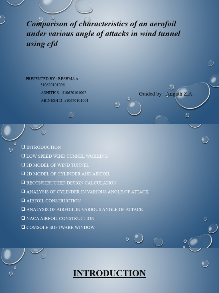 Reshma Project Final PPT (4th Review) | PDF | Airfoil | Wind Tunnel