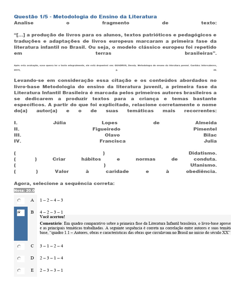 Apol Metodologia Do Ensino Da Literatura Juvenil | PDF | Realidade | Pedagogia