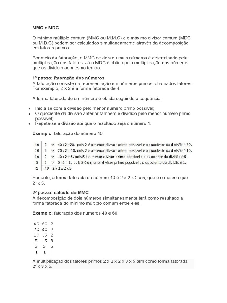 MMC e MDC | PDF | Número inteiro | Número primo