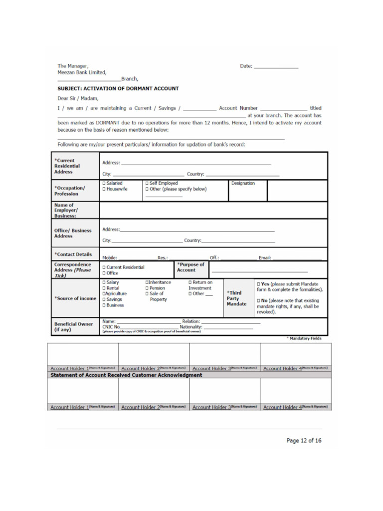 New Dormancy Form | PDF