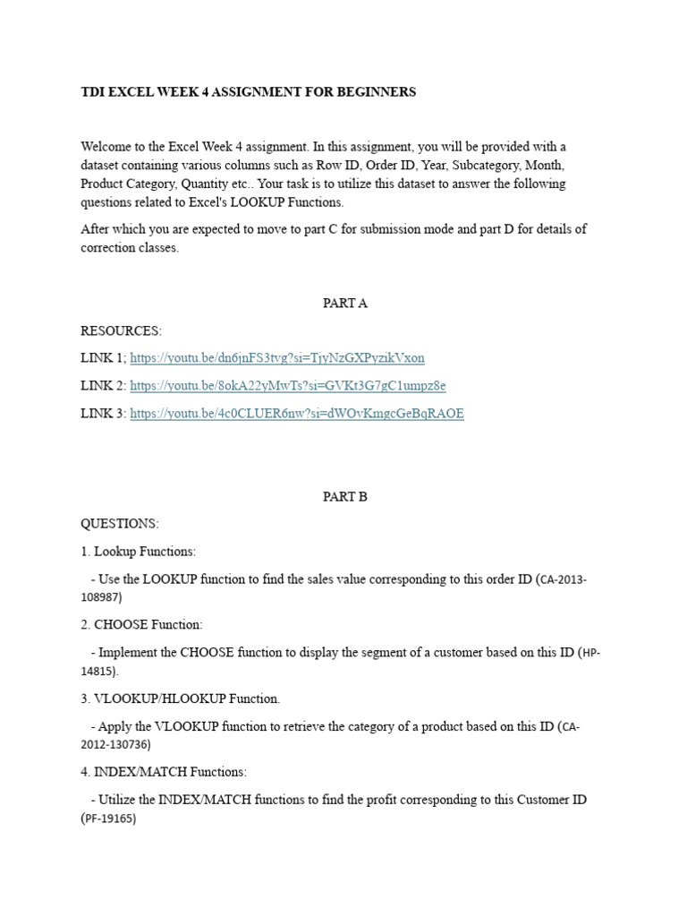 Excel Week 4 Assignment: Lookup Functions | PDF | Microsoft Excel ...