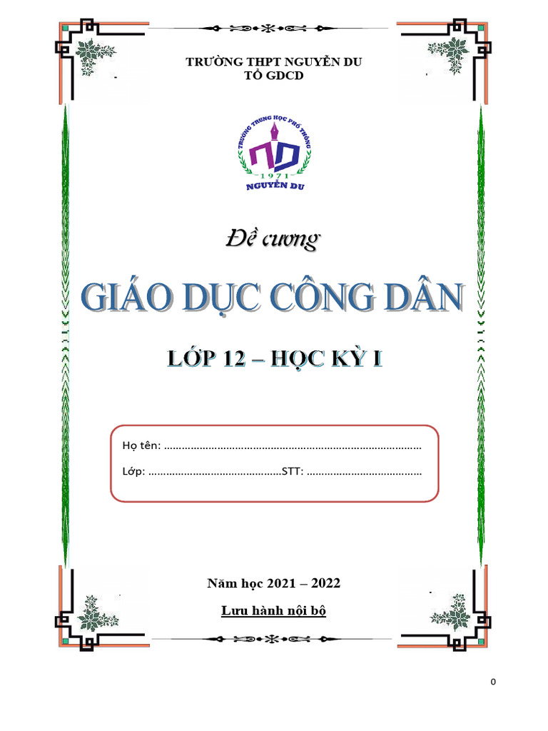 De Cuong GDCD 12 21 22 - 59202118156 | PDF