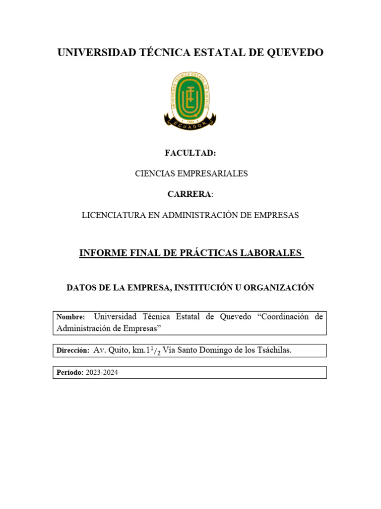 Modelo de Informe Final de Practicas Laborales Spa 2023 | Descargar gratis PDF | Business ...