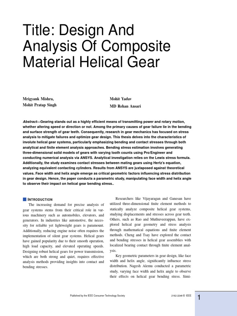 IEEE Consumer Electronics Magazine Template 1 | PDF | Gear | Finite ...